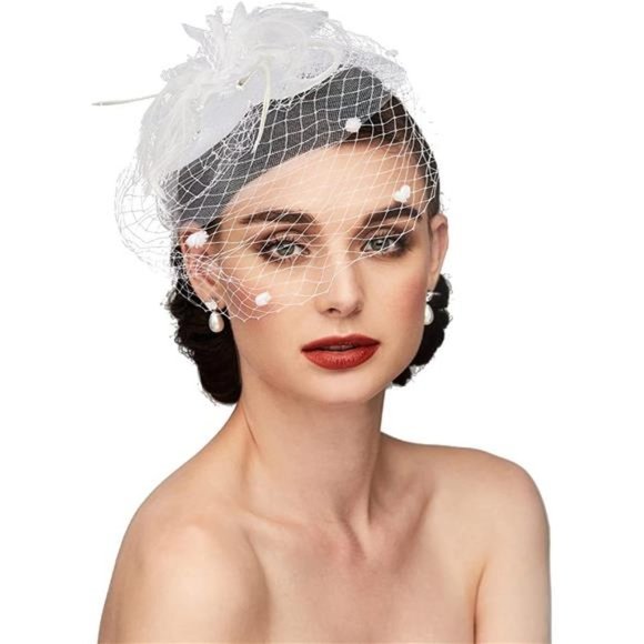 Accessories | Fascinators Headpiece With Feather Floral Flower White ...